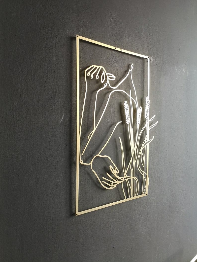 Woman Gold Wall Art Framed Female Wall Decor Floral Woman - Etsy