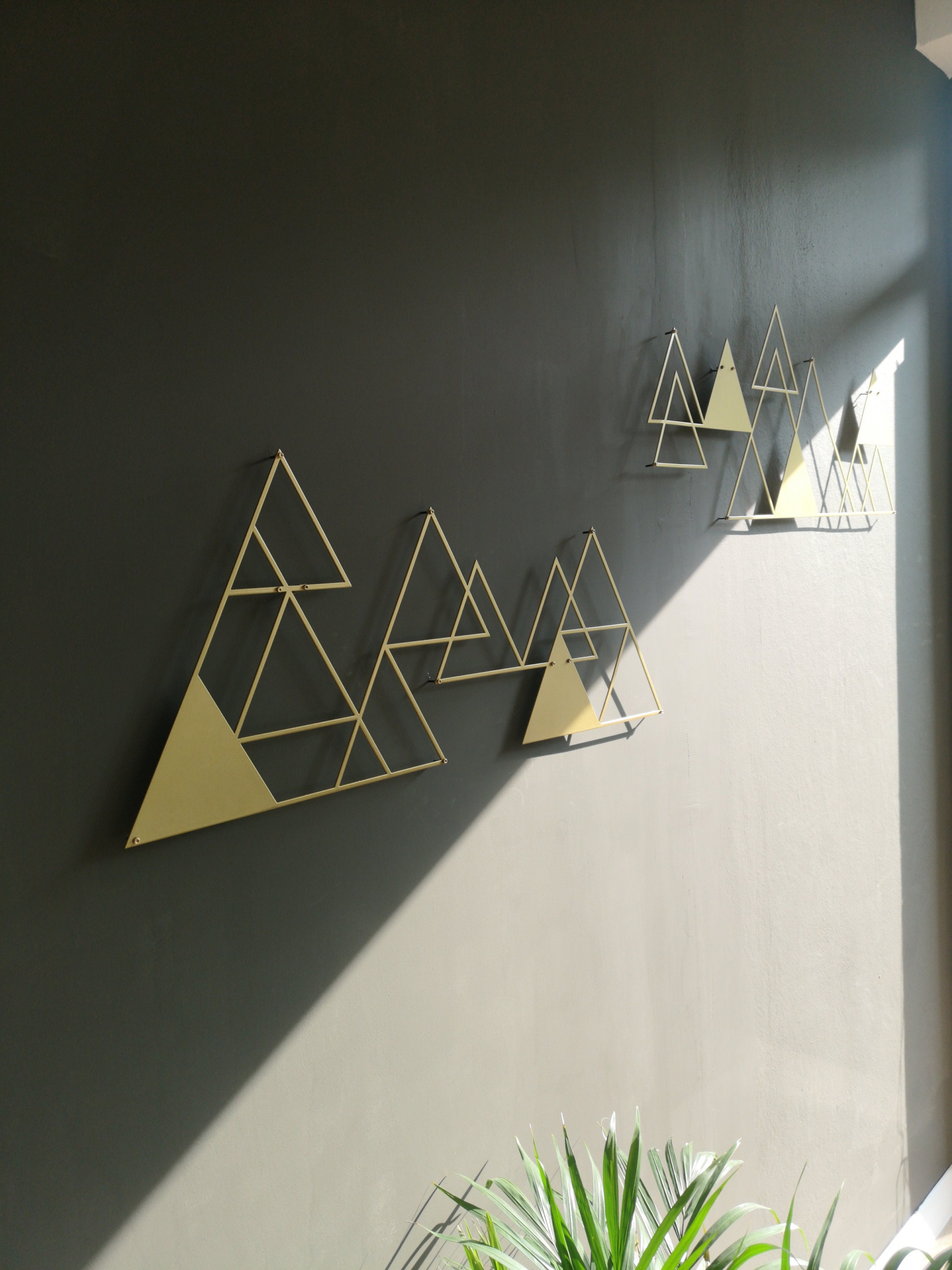 Gold Geometric Triangle Wall Decor: Modern Metal Art - Etsy