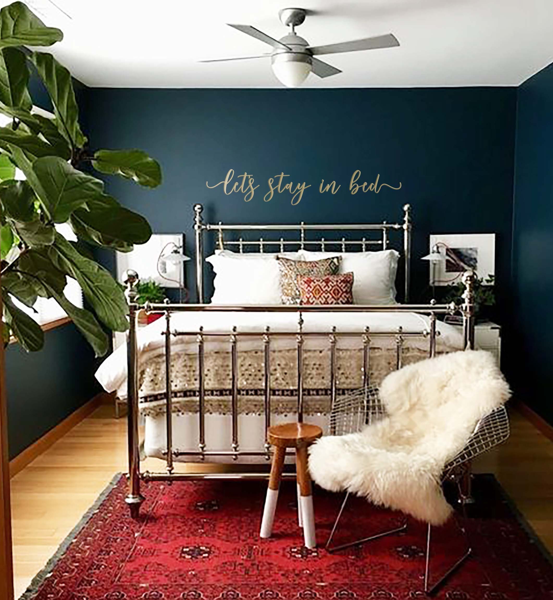 Lets Stay in Bed Metal Sign Gold Metal Wall Decor - Etsy