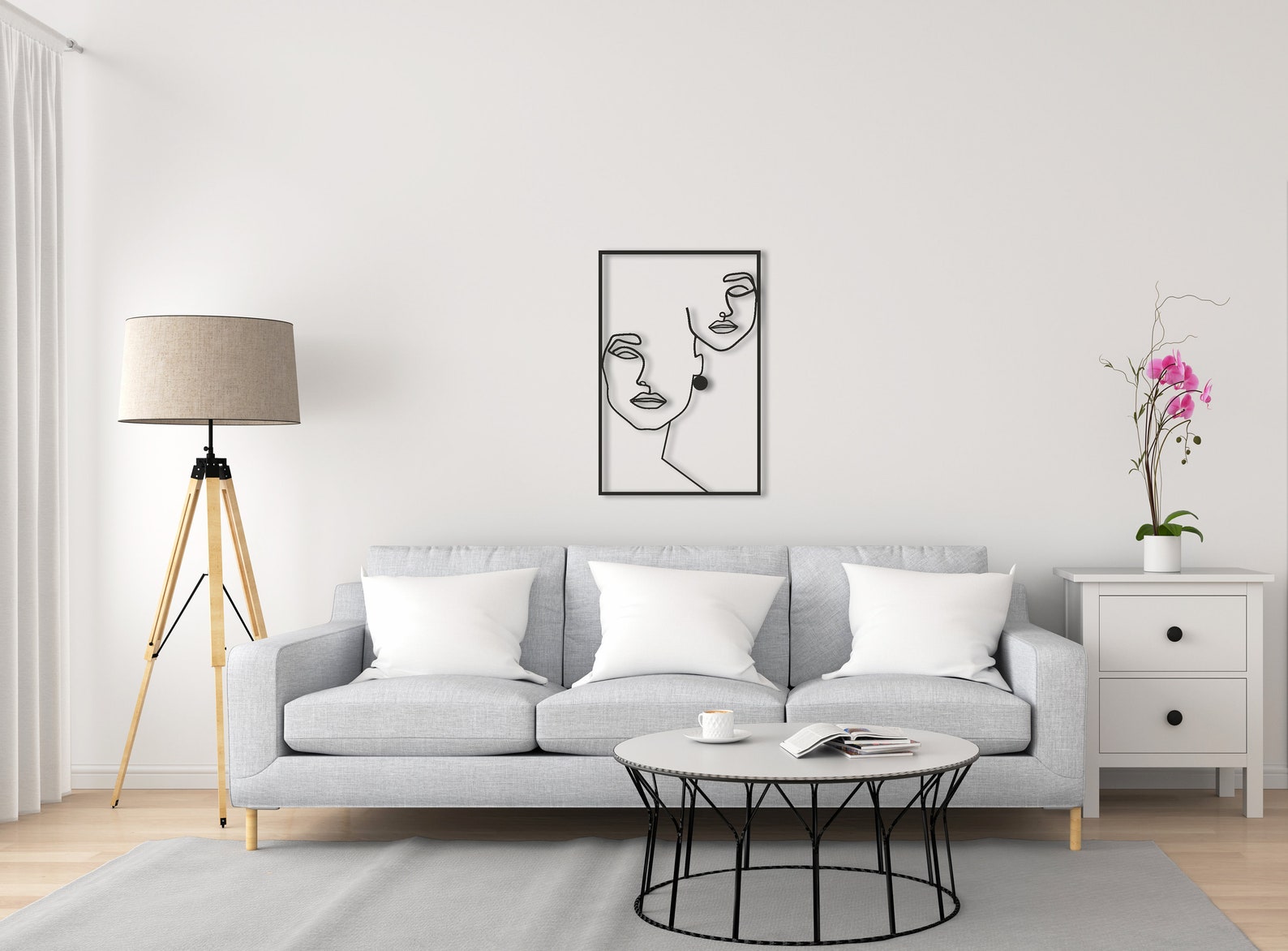 Two Face Line Wall Art Valentines Gift for Her Line Art Wall - Etsy