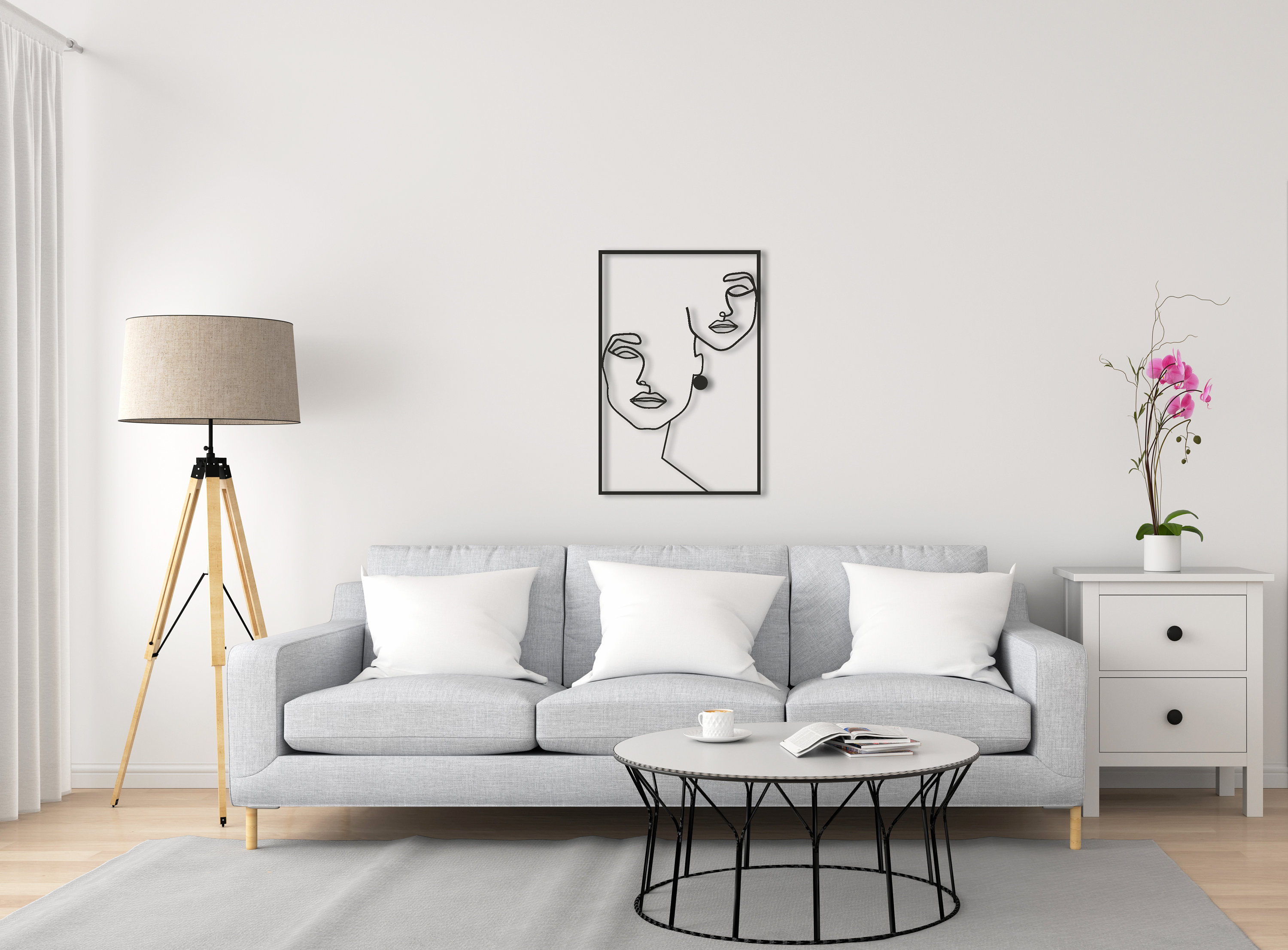 Two Face Line Wall Art Valentines Gift for Her Line Art Wall - Etsy