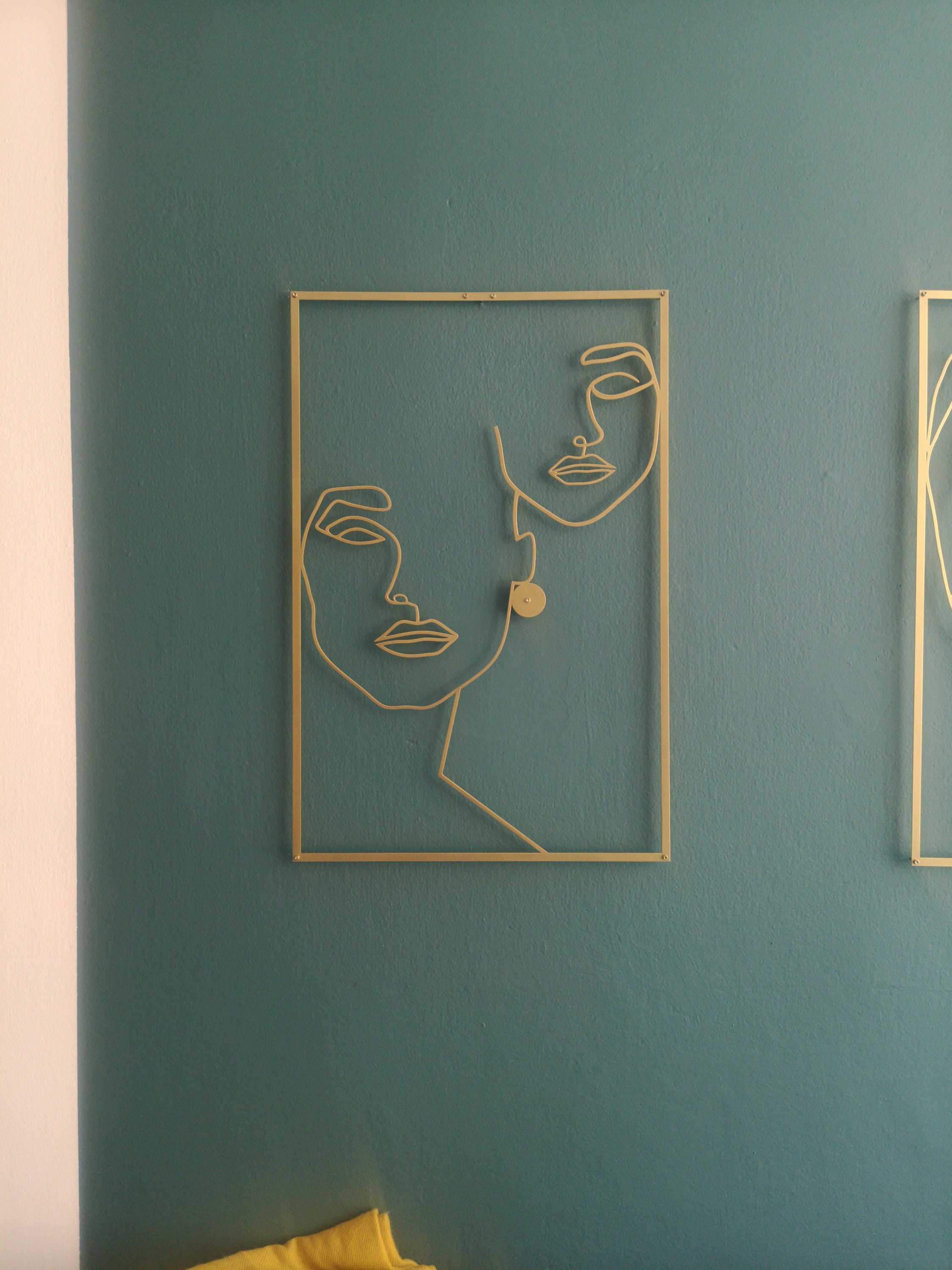 Two Faces Line Art Gold Wall Decor Set Woman Line Art Large | Etsy ...