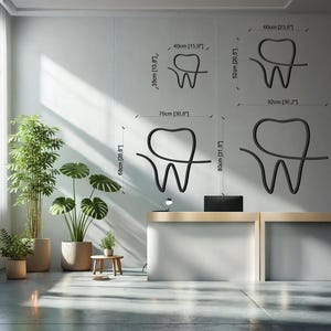 Minimalist Tooth Line Art: Metal Dental Office Decor - Etsy