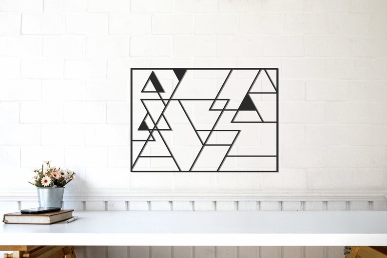 Triangle Geometric Metal Wall Decor Geometric Wall Hanging - Etsy