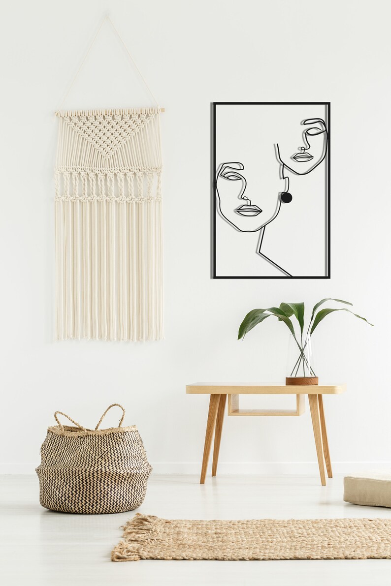 Two Face Line Wall Art Valentines Gift for Her Line Art Wall - Etsy