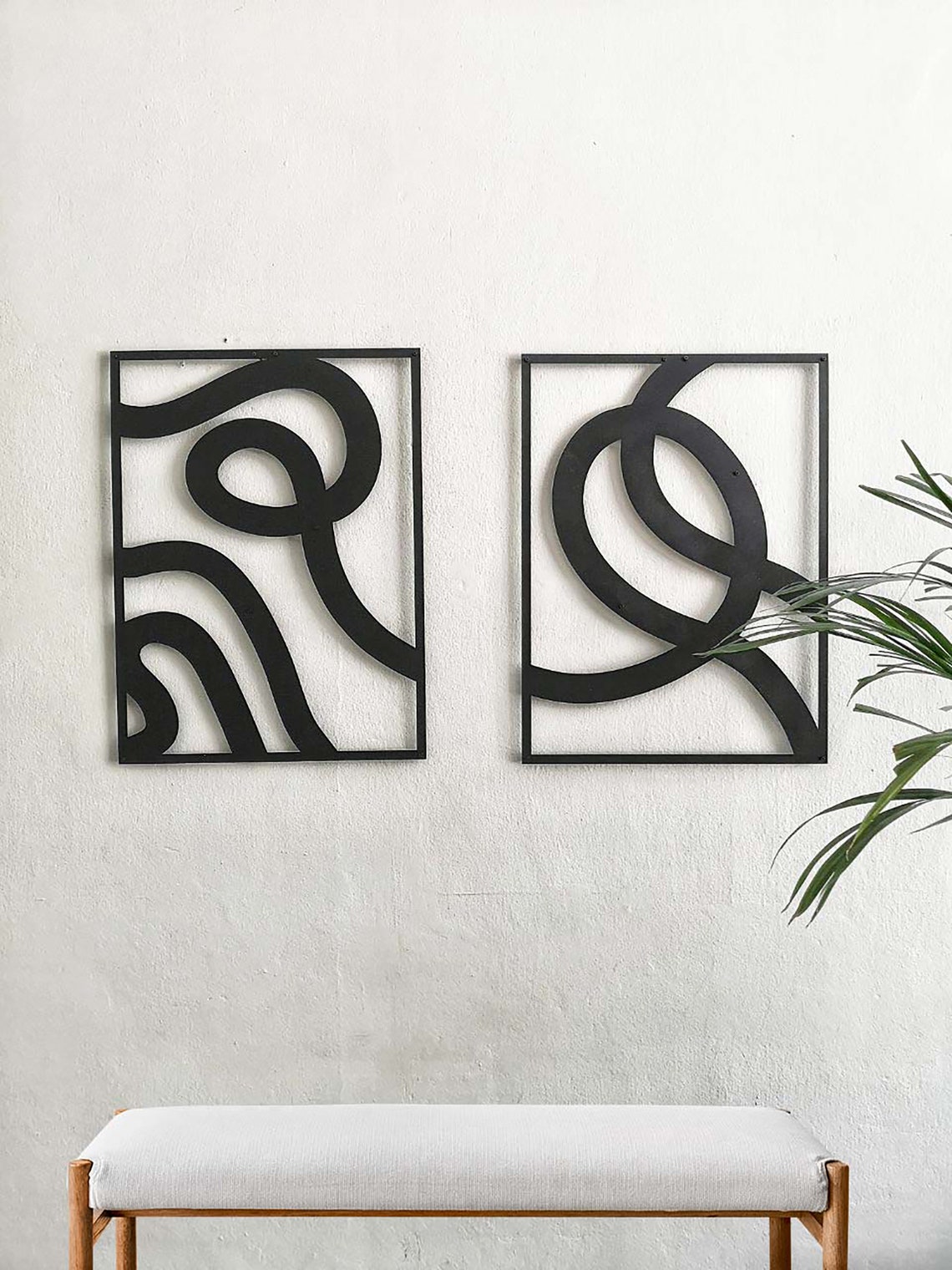 Abstract Metal Wall Art Wall Decor Set Living Room Wall - Etsy