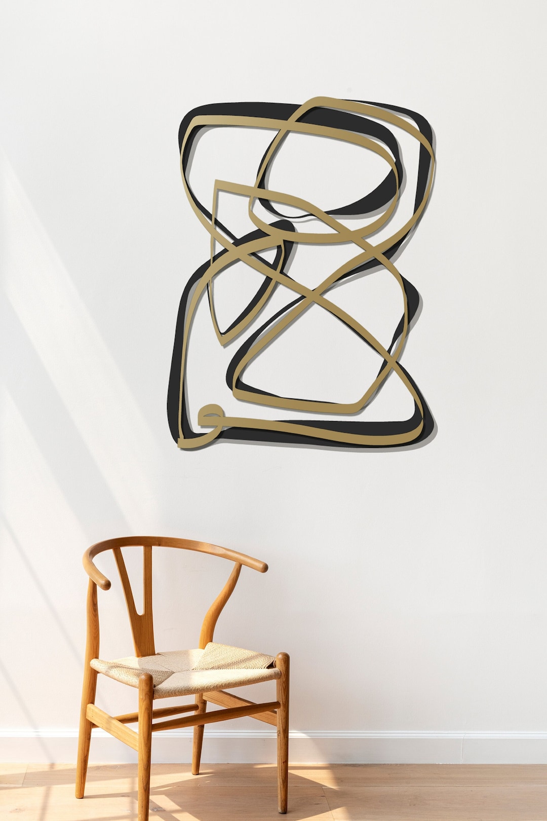 Oversize Abstract Metal Wall Art, Black and Gold Metal Decor ...