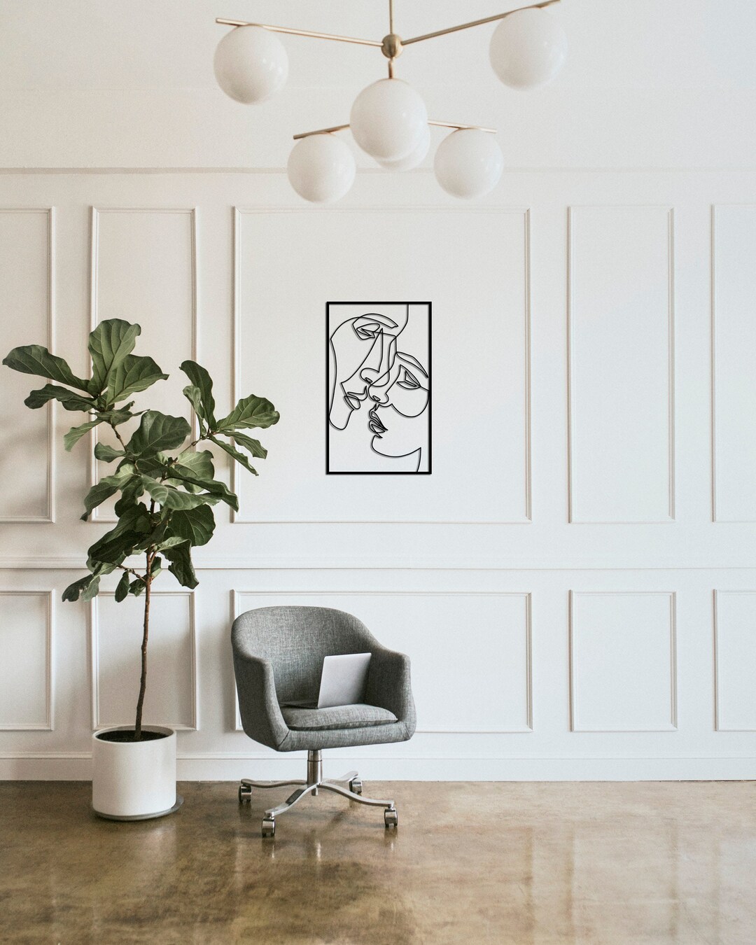 Couple Metal Wall Decor, Couple Line Art, Kissing Couple, Large Wall ...