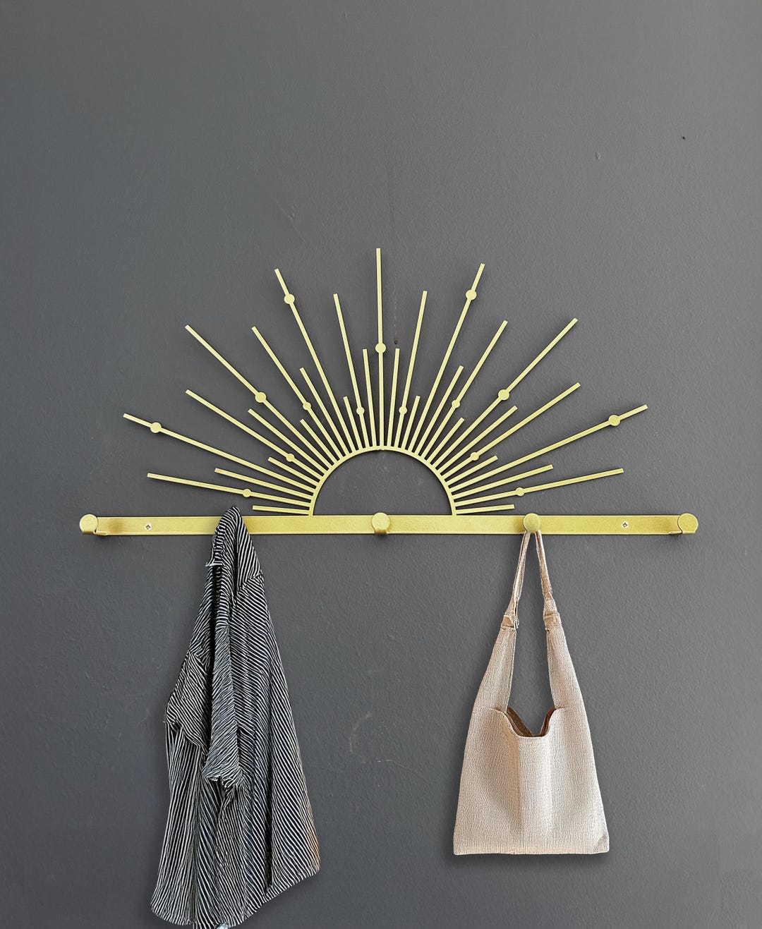 Sun Metal Coat Rack, Gold Wall Mounted Hanger, Entryway Coat Hanger ...