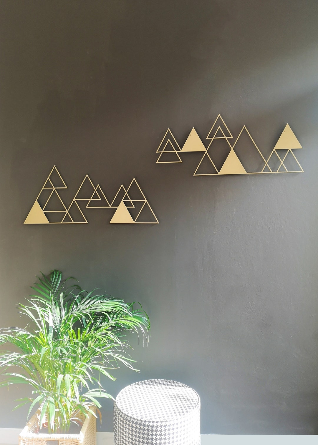 Gold Geometric Triangle Wall Decor: Modern Metal Art - Etsy