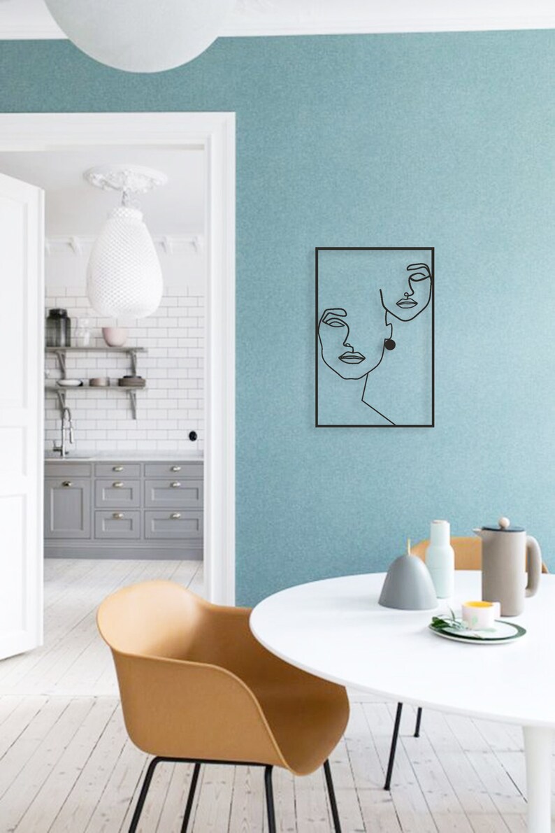 Two Face Line Wall Art Valentines Gift for Her Line Art Wall - Etsy