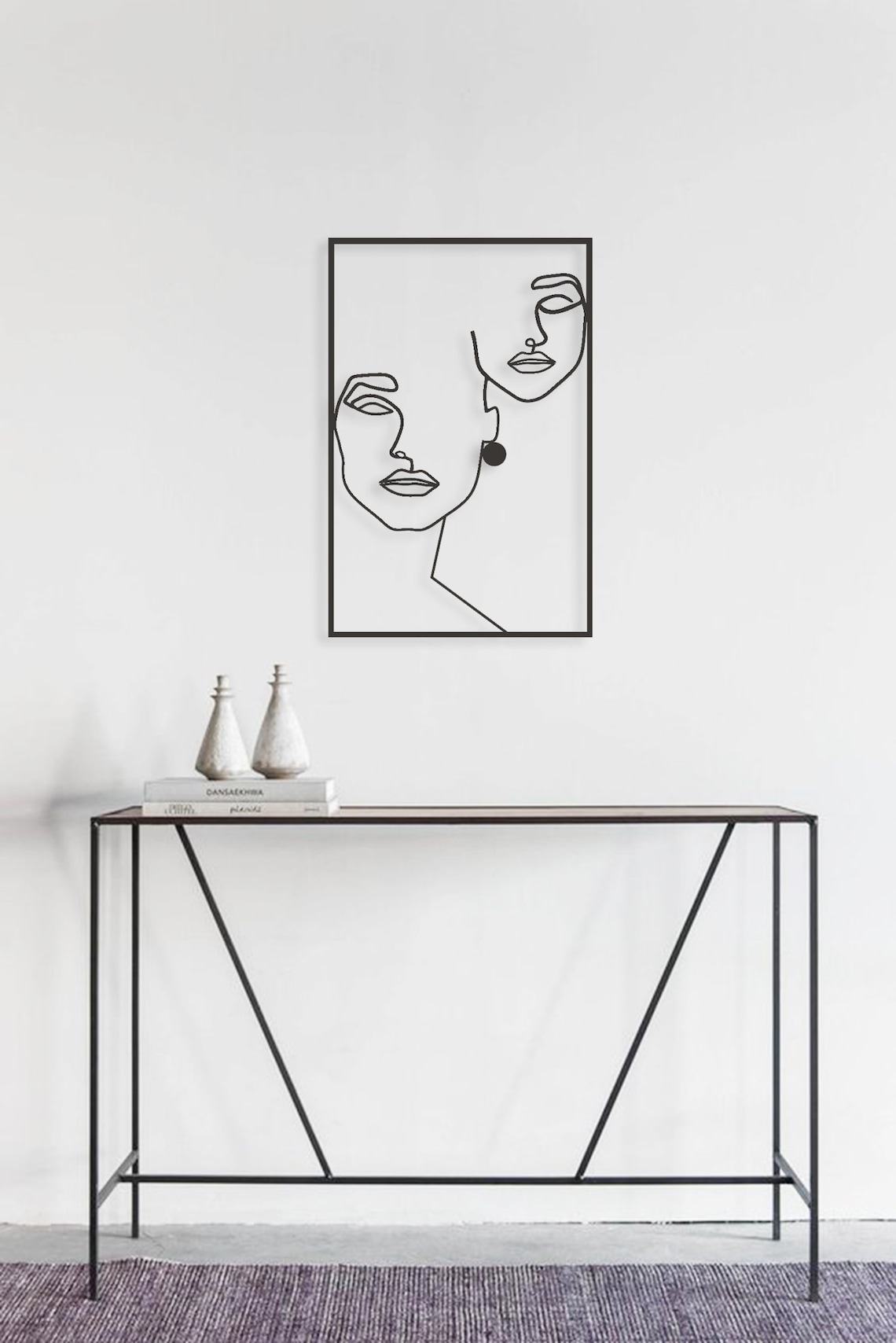 Two Face Line Wall Art Valentines Gift for Her Line Art Wall - Etsy