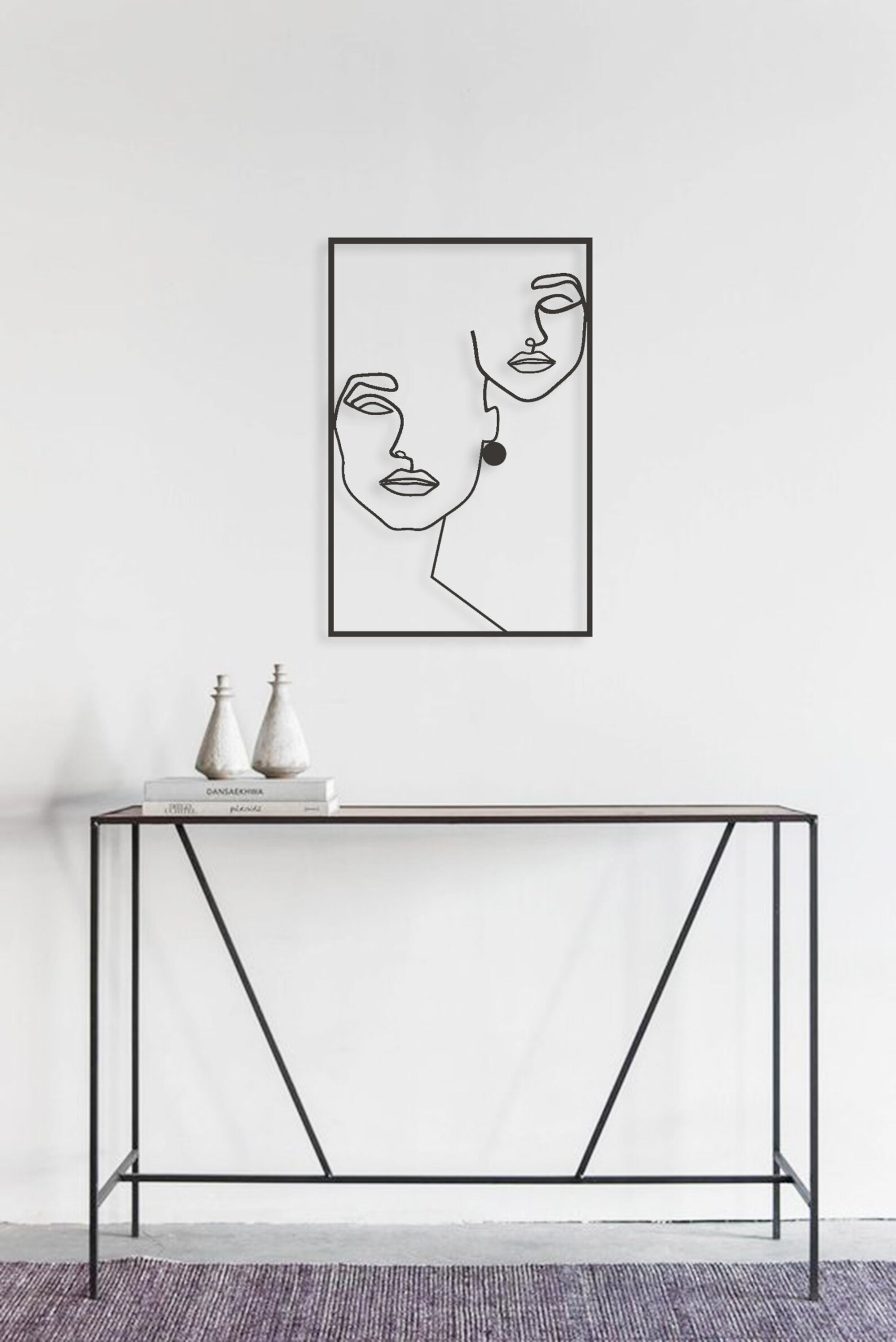 Two Face Line Wall Art Valentines Gift for Her Line Art Wall - Etsy