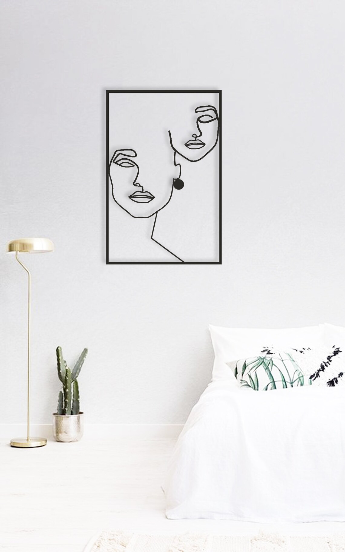 Two Face Line Wall Art Valentines Gift for Her Line Art Wall - Etsy