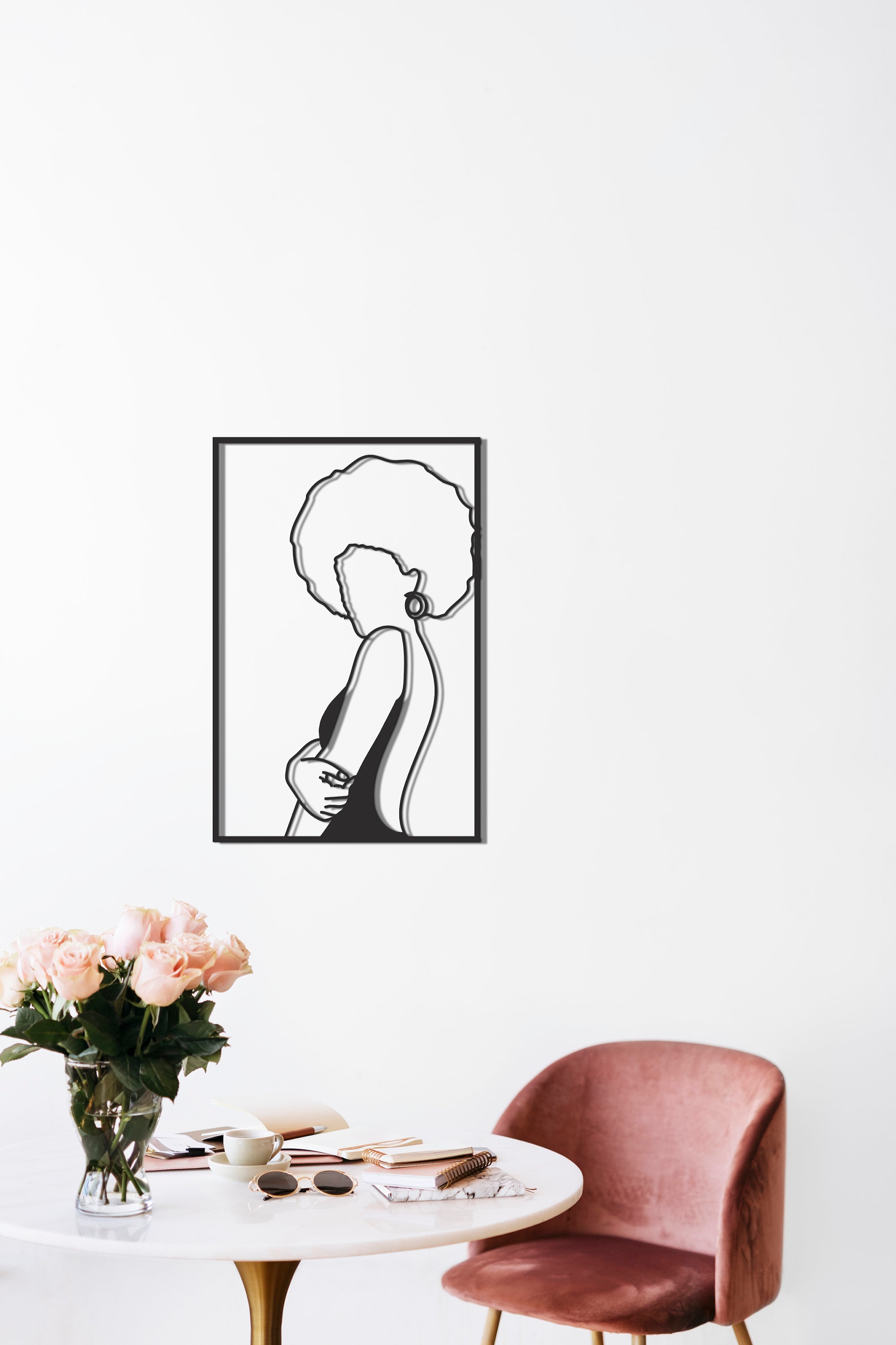 Gold Metal Female Line Art: Black Woman Wall Decor - Etsy