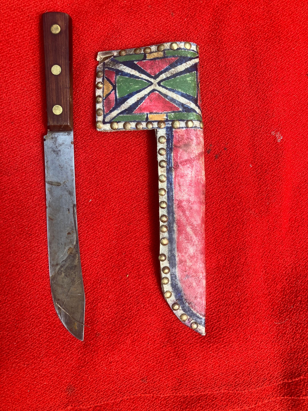 Old Butcher Knife With Painted Bison Hide Sheath - Etsy