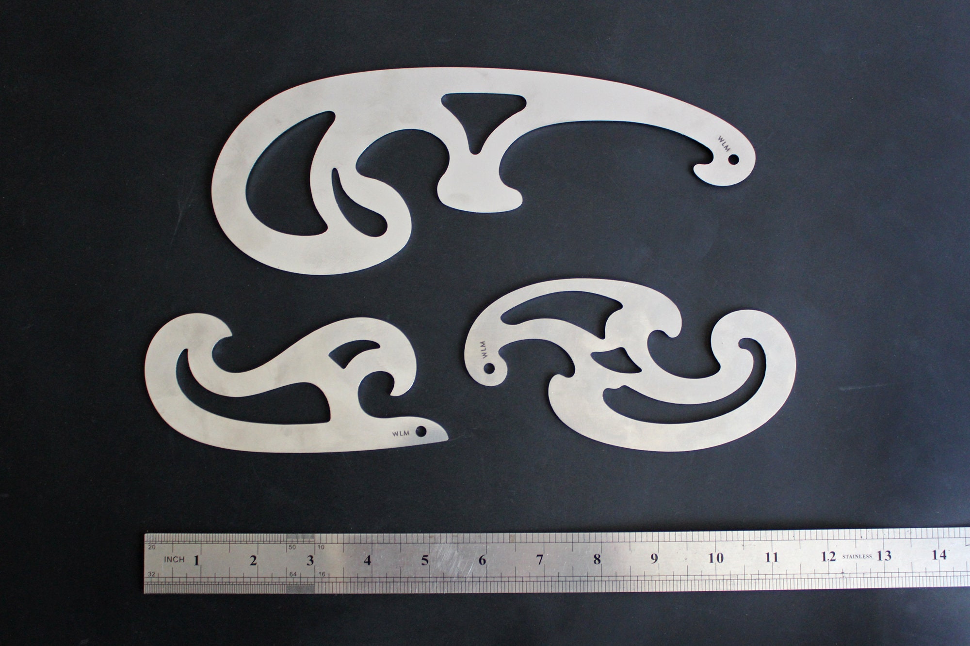 French Curve Set of 3 Rulers Leather Craft Tool Steel French | Etsy