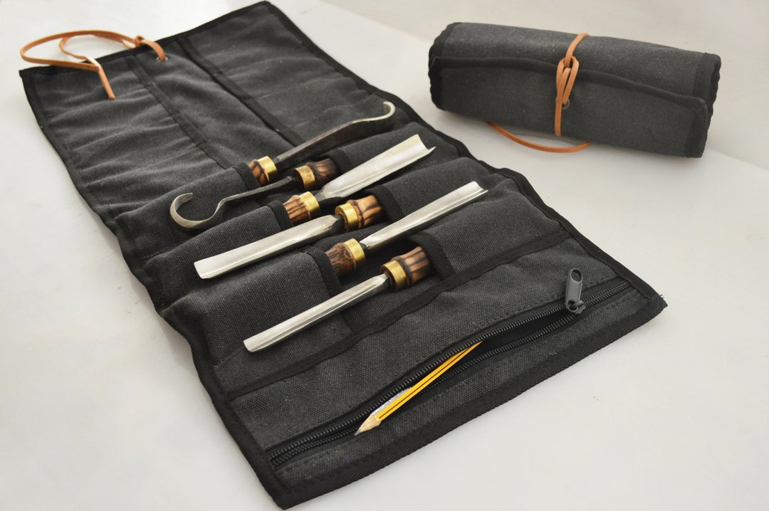 Canvas Tool Roll With Zipper Pouch Chisel Roll for - Etsy Canada