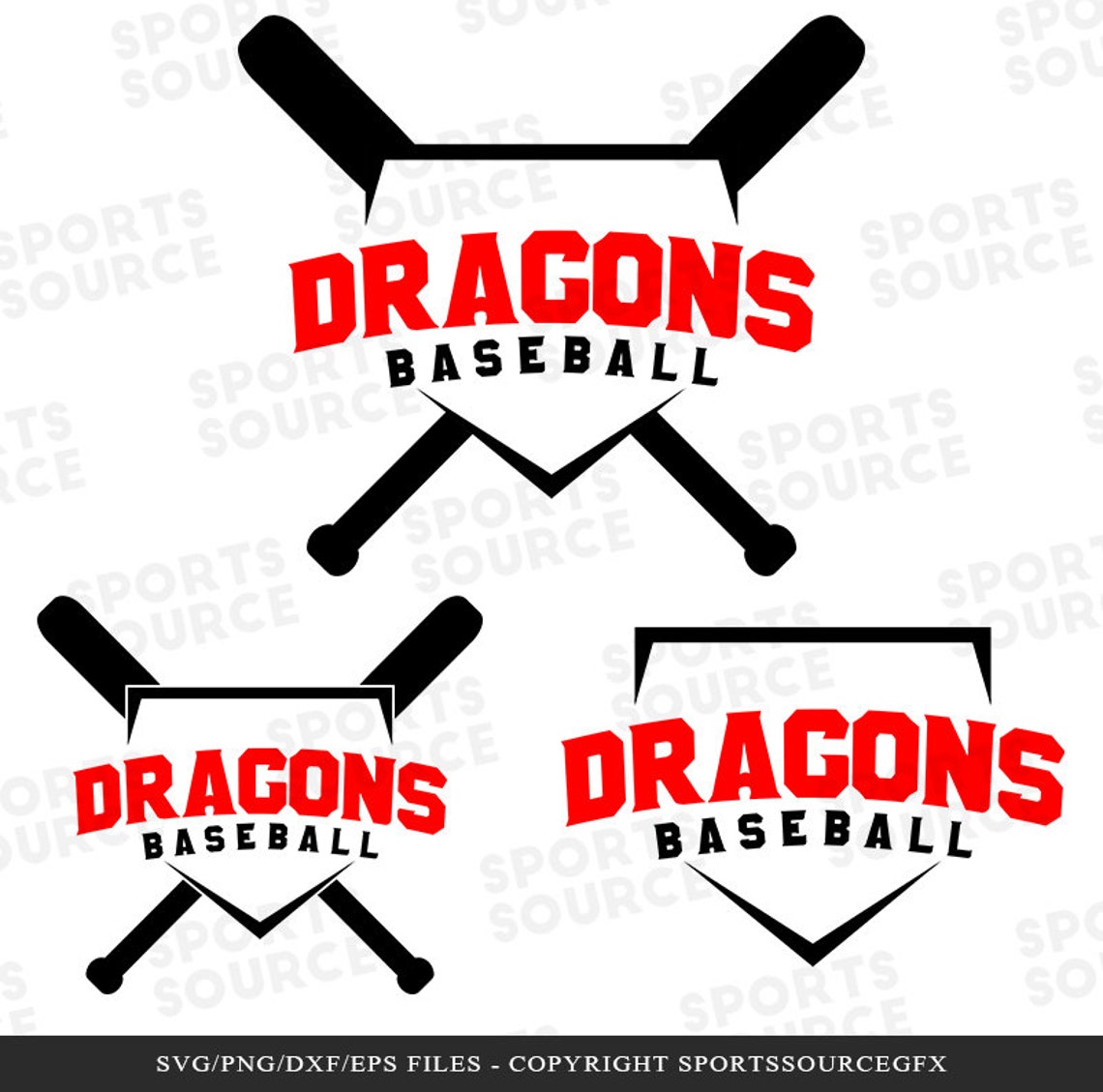 Dragons Baseball SVG DXF PNG Files, Team Logo, Silhouette Files, Cricut ...