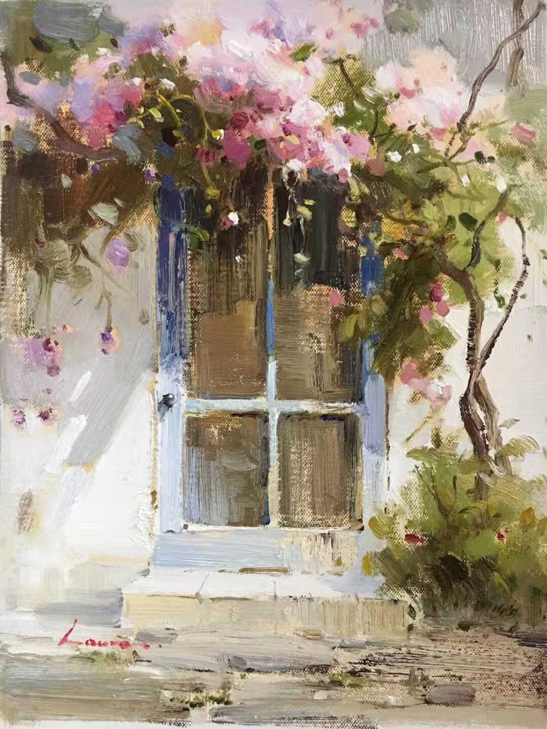 Oil Painting Flower Street View - Etsy