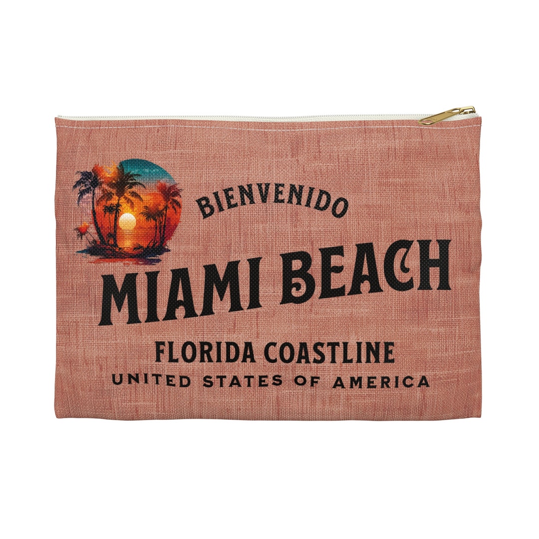 Miami Beach Makeup Bag Travel Pouch Gift for Her Accessory Pencil Case ...