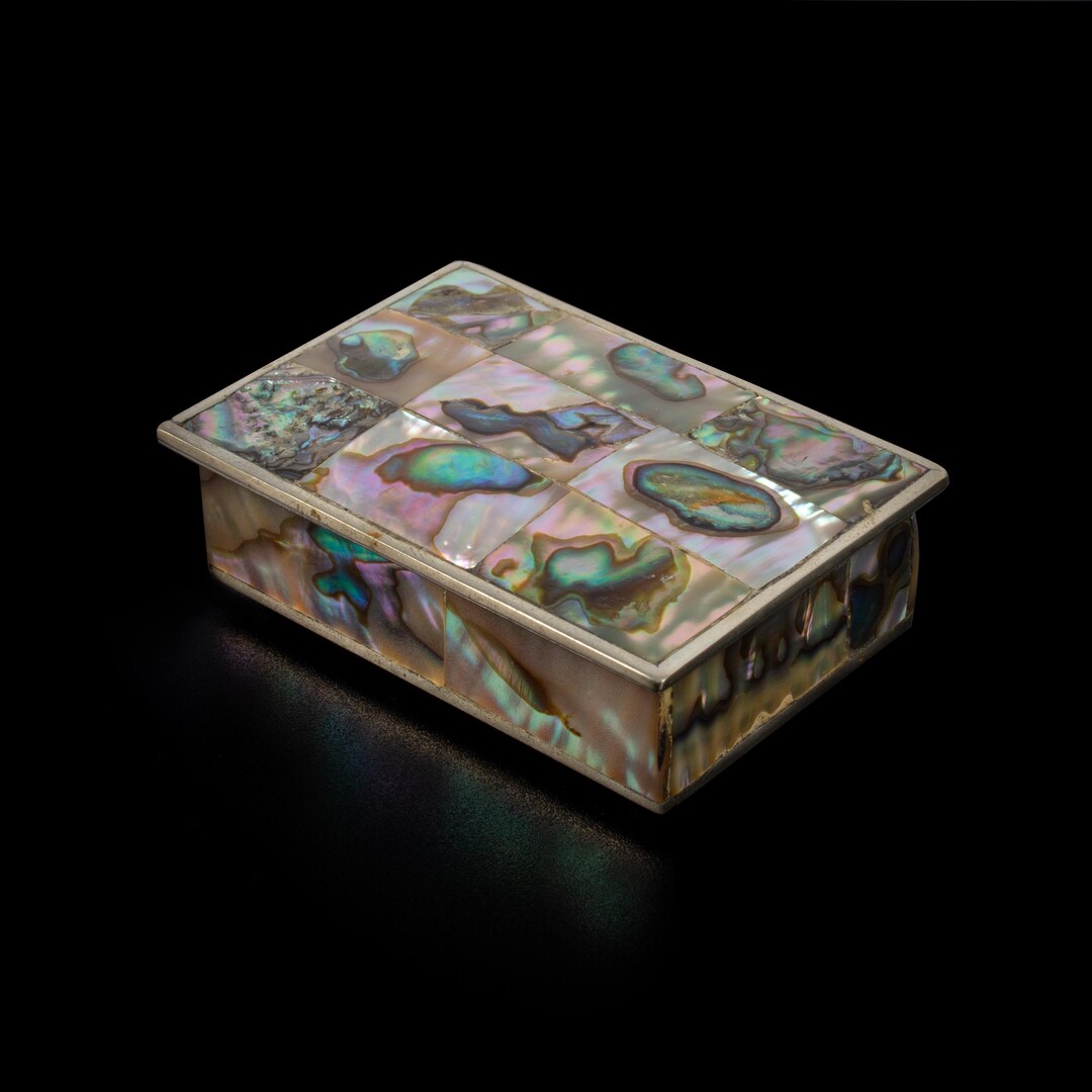 Vintage Alpaca Silver Abalone Shell Hinged Trinket Box - Etsy