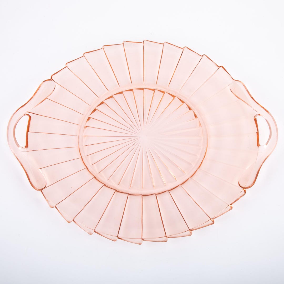 Pink Depression Glass Tray, Light Pink Glass Vanity Tray, Serving Dish ...