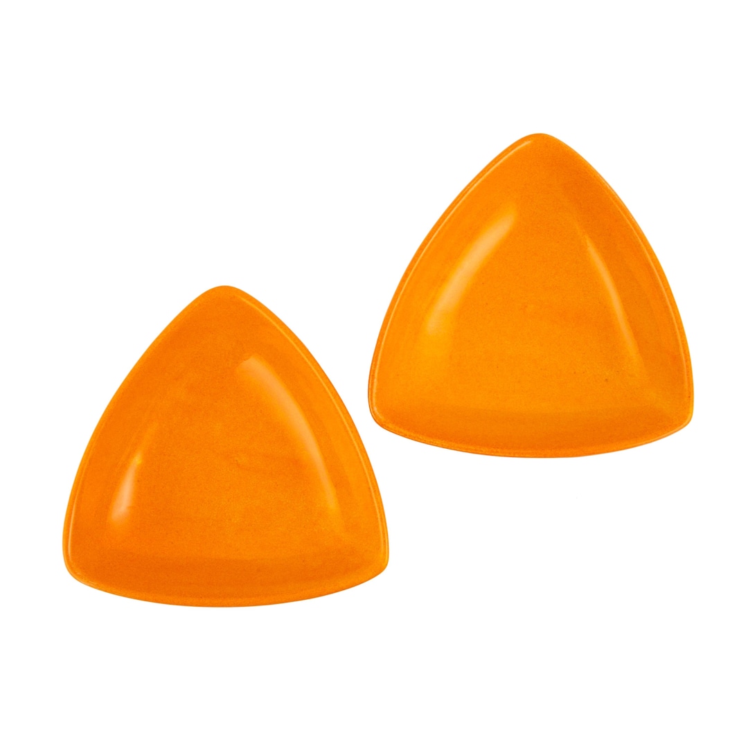 Vintage Orange Glazed Ceramic Bowls, Mid Century Modern Triangular ...