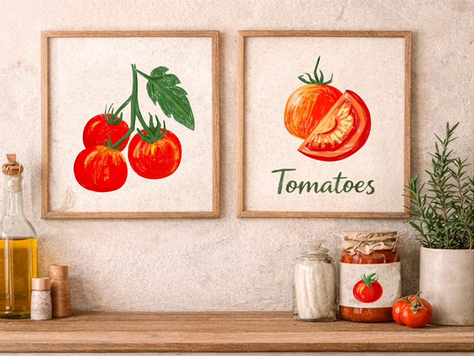 Tomato Clipart Set, Crayon Texture Vegetable Illustration, Hand Drawn ...