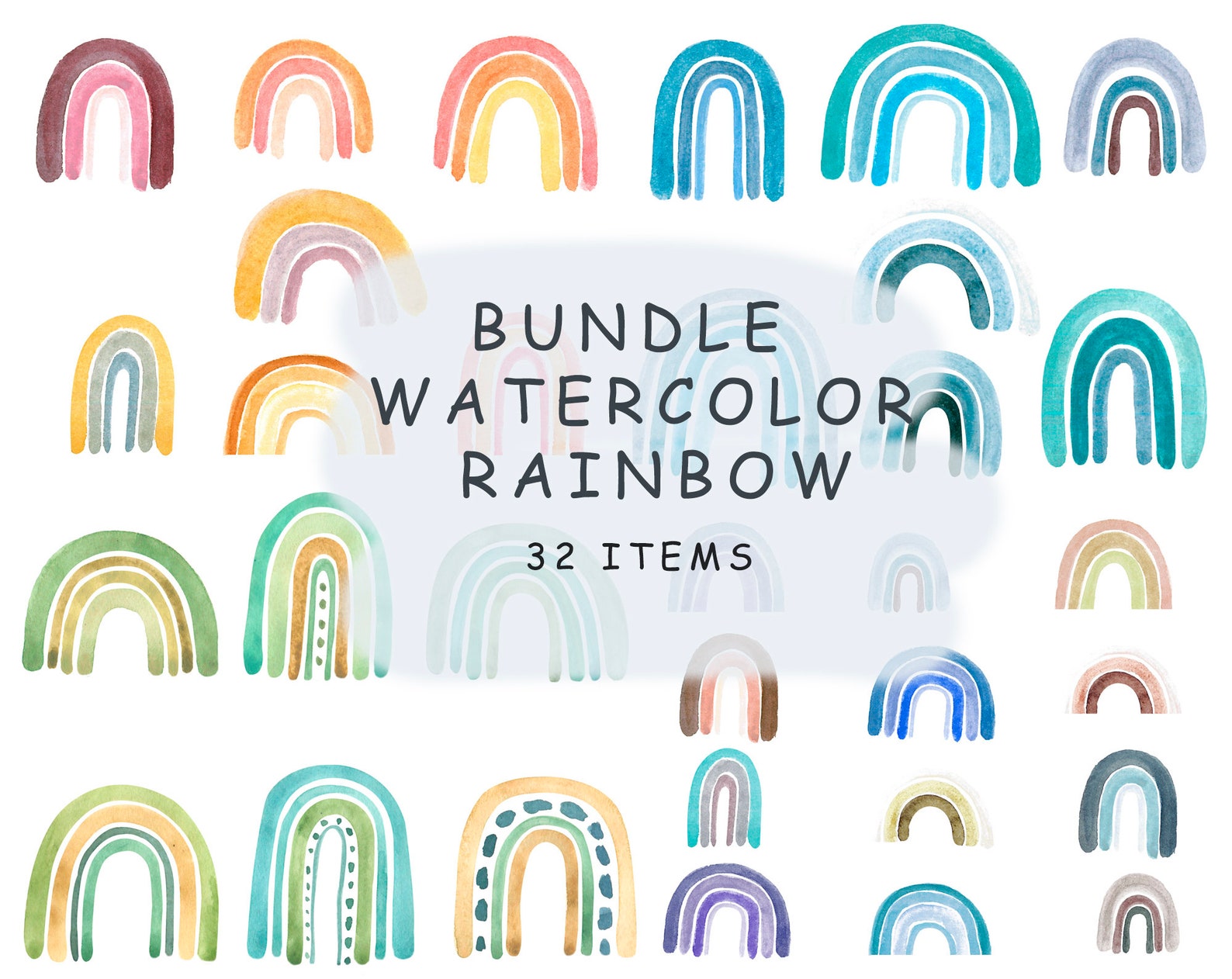 Rainbow Png Clip Art. Bundle Clipart - Etsy