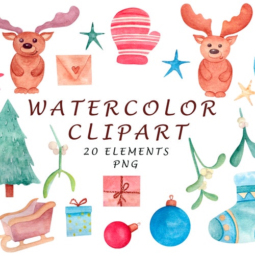 Christmas Frame Clipart Watercolor Winter Clipart Holiday | Etsy