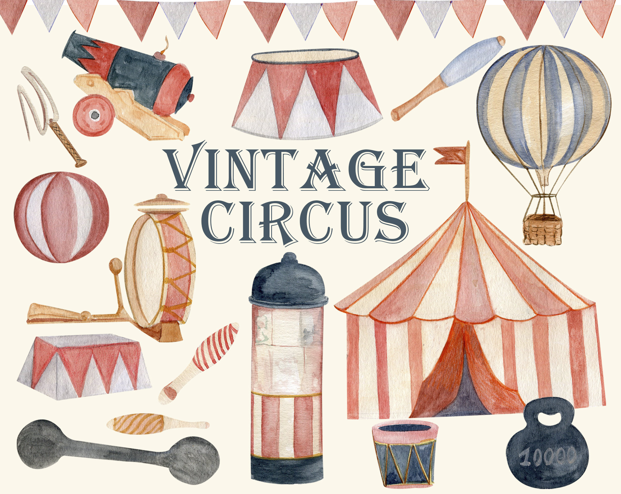 Vintage Circus Tent, Watercolor Clipart - Etsy UK
