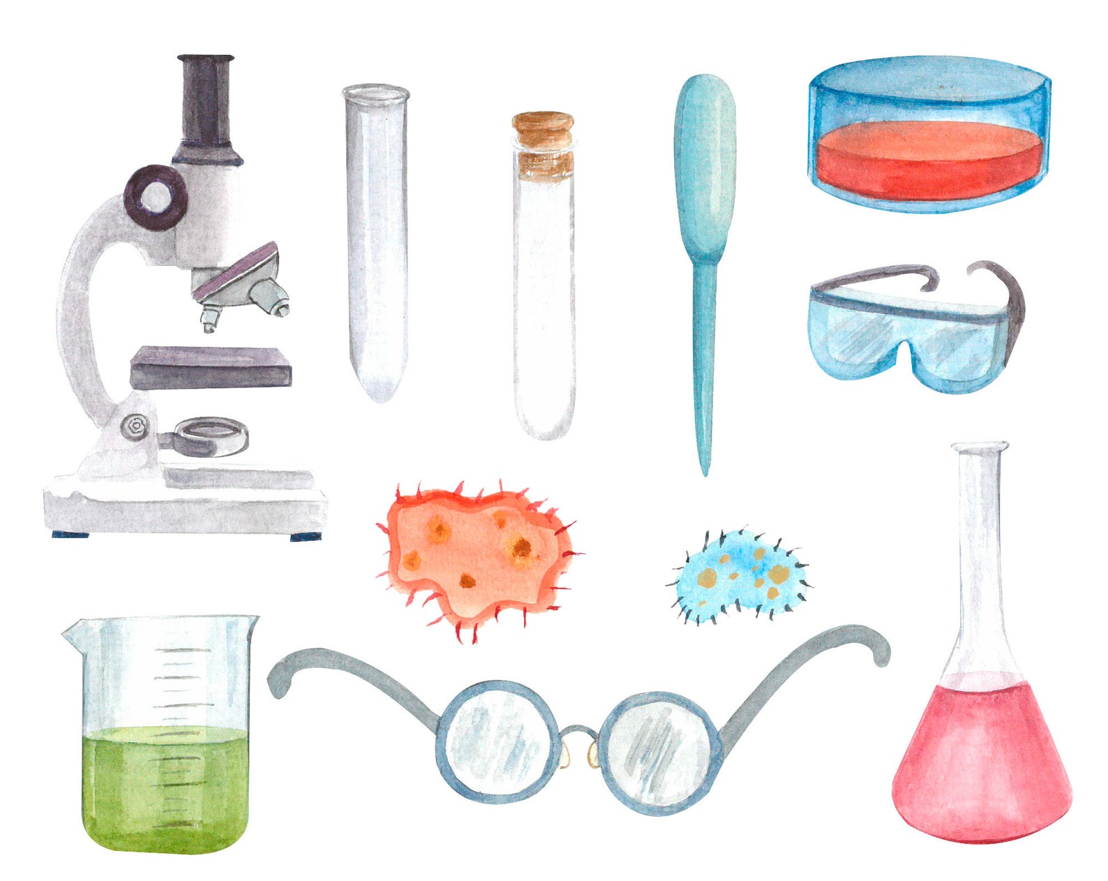 Watercolor Science Clipart. Quarantined Png. Back to School - Etsy