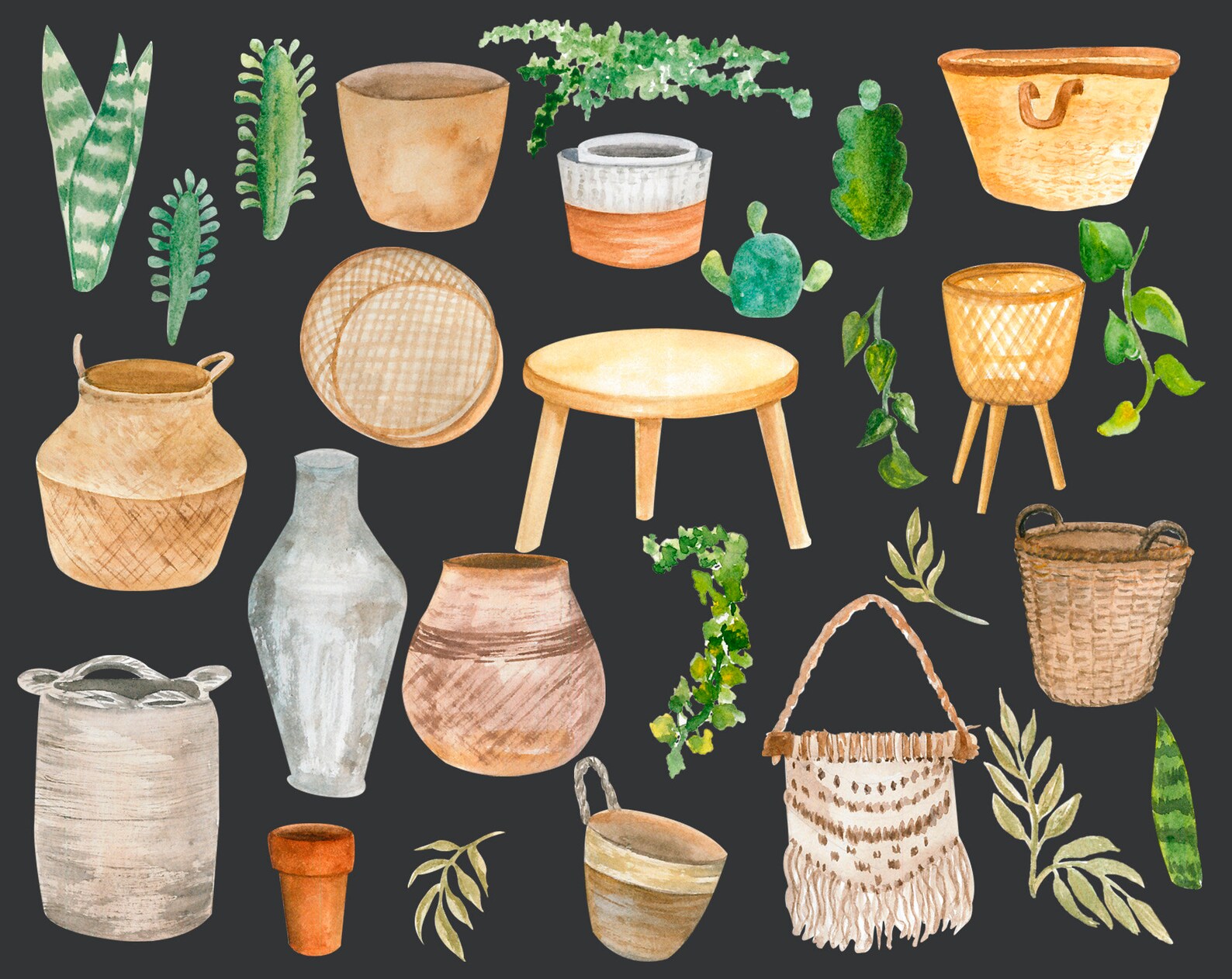 Boho Clipart, Home Decor, House Plant Clipart - Etsy