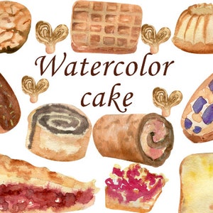 Dessert Clipart Pack - Watercolor Bakery Pie, Cupcake, and Donut Pngs ...