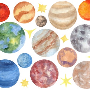 Watercolor Space Clipart, Galaxy Illustration Planets - Etsy