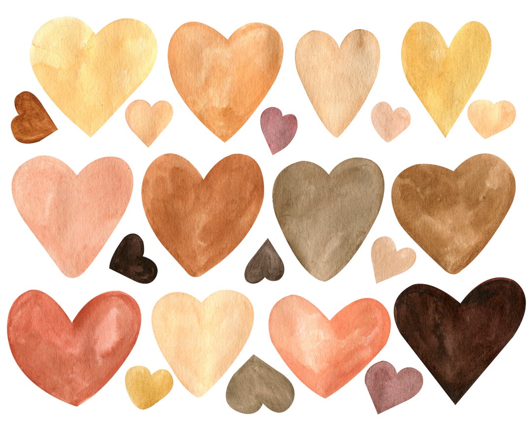 Watercolor Beige Hearts Png Clipart, Modern Valentines Day Clip Art - Etsy