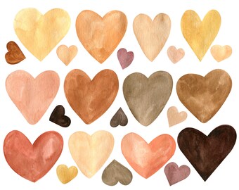 WATERCOLOR CLIPART, Brown Hearts Scrapbooking Png, Graphics ...