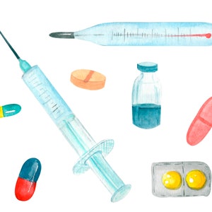 Medical Clipart. Watercolor Nurse Clipart. First Aid Kit - Etsy