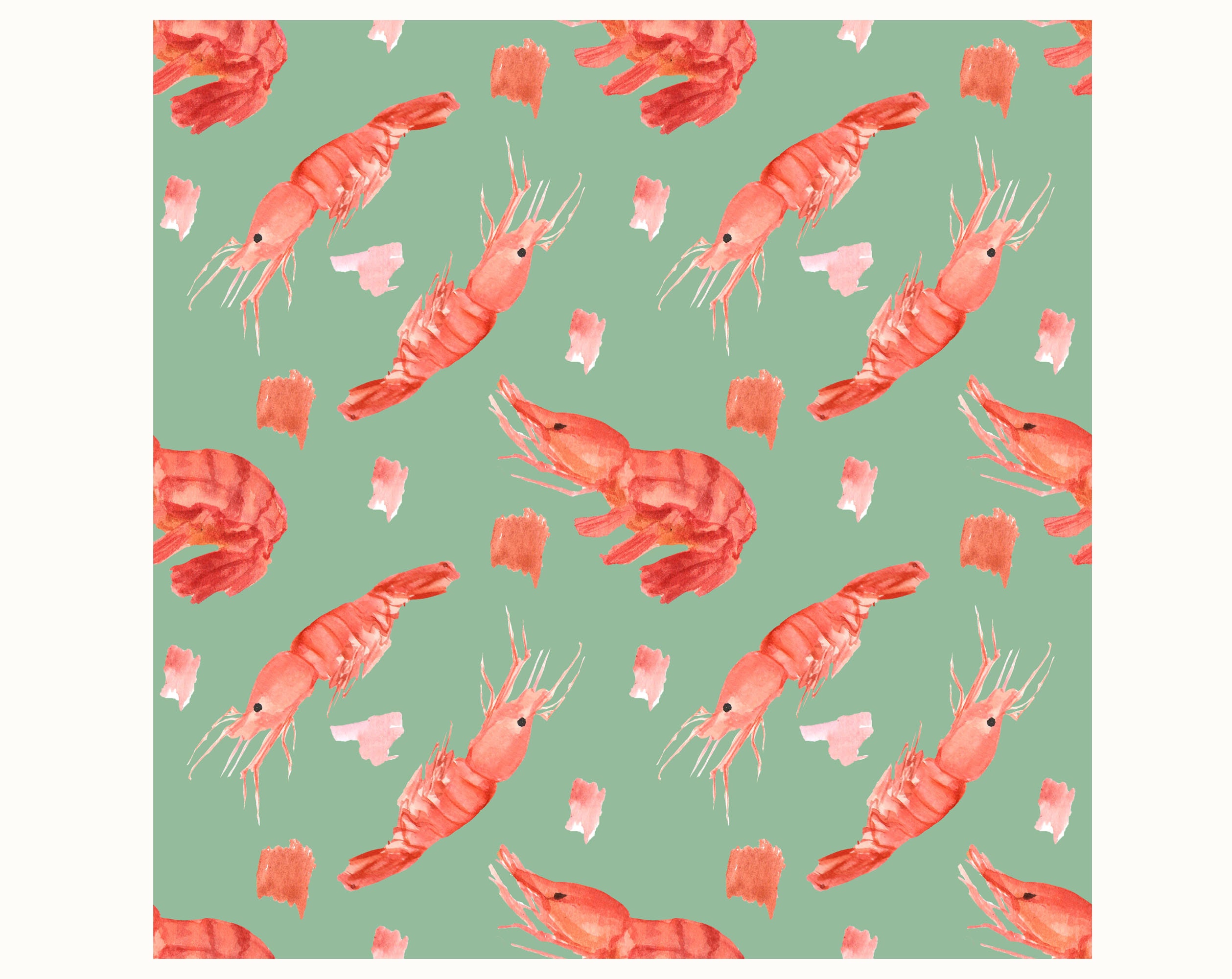 Digital Paper, Watercolor Shrimp Seamless Pattern, Scrapbook Paper - Etsy