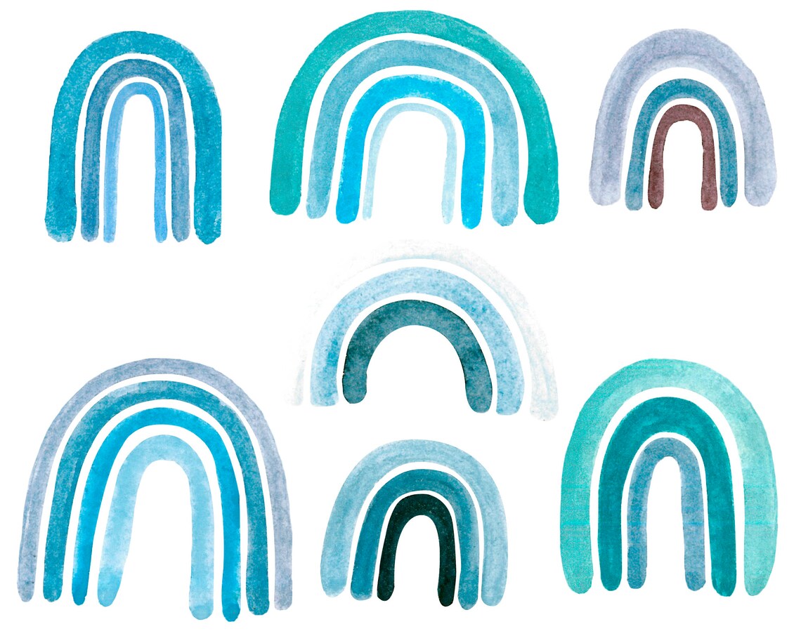 Watercolor Blue Rainbow Clipart. Baby Shower Clipart. Hand Painted - Etsy