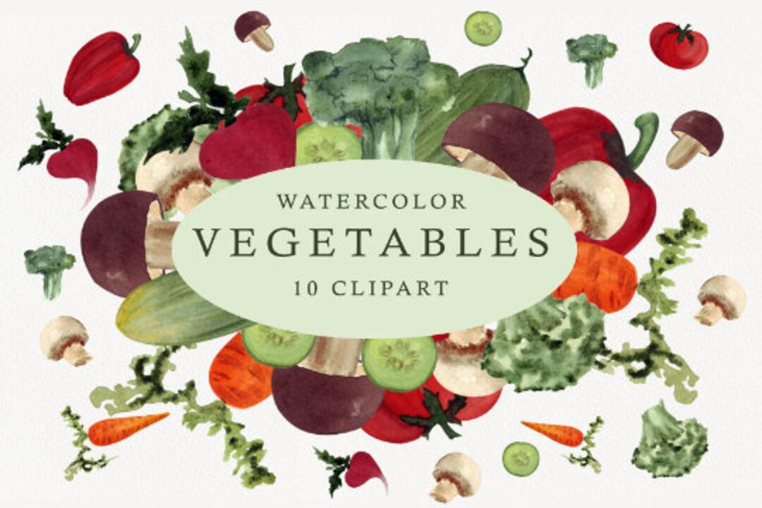 Watercolor Vegetable Clipart Collection. Farm-fresh Charm: Hand-painted ...