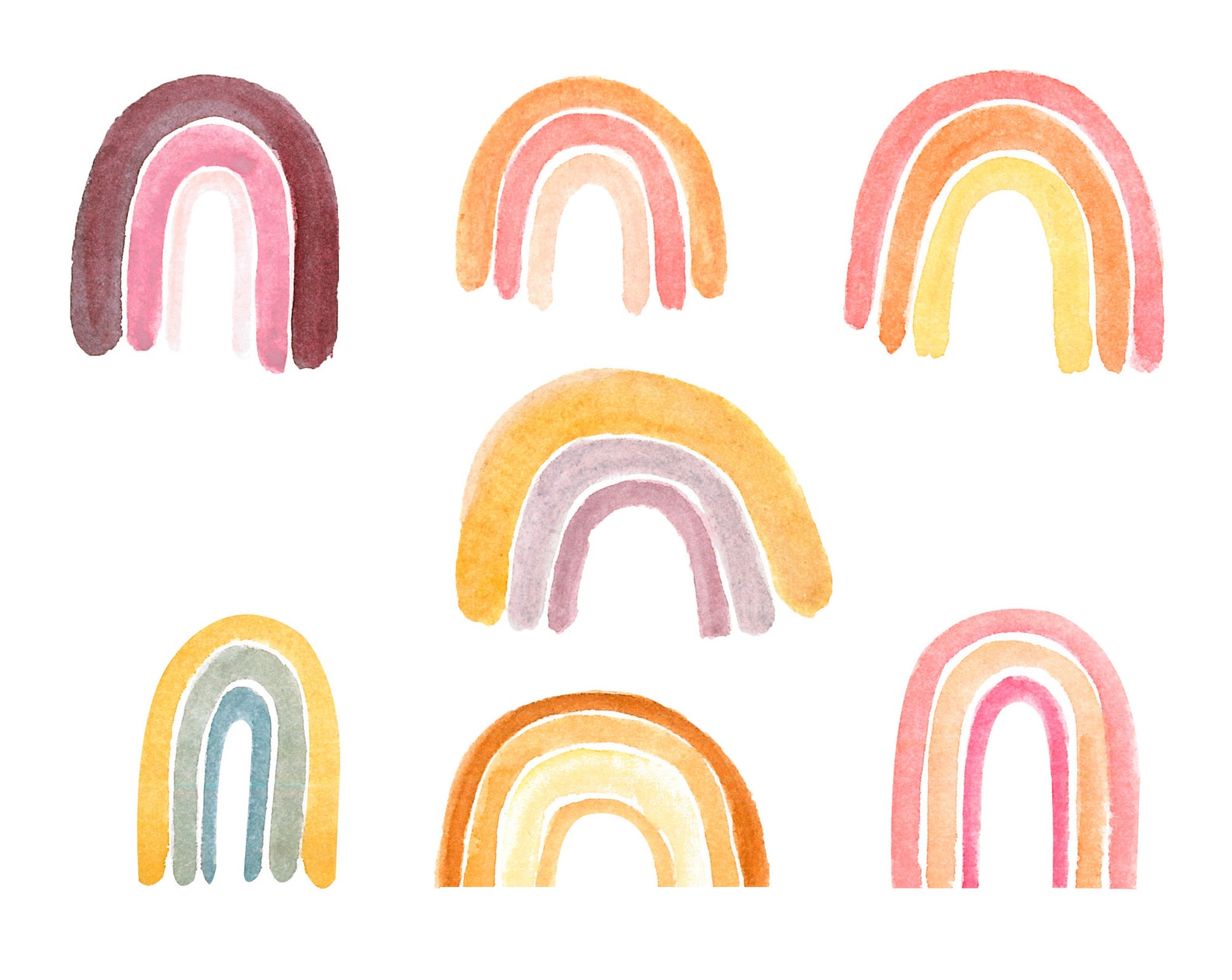 Rainbow Png Clip Art. Bundle Clipart | Etsy