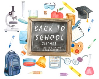 Watercolor Math Clipart Back to School School Illustration - Etsy