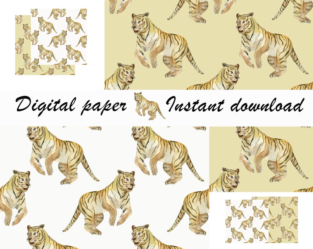 Nature Fabric Digital Paper Pack, Tiger Clipart Decoupage Paper - Etsy