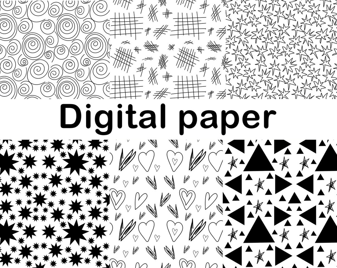 Black and White Backdrop Modern, Digital Scrapbook Paper Pack. - Etsy