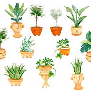 Watercolor House Plants Clipart Bundle for Boho Home Decor Digital ...