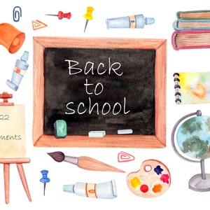 Back to School Clipart, Teacher Clipart. Watercolor Clip Art First Day ...