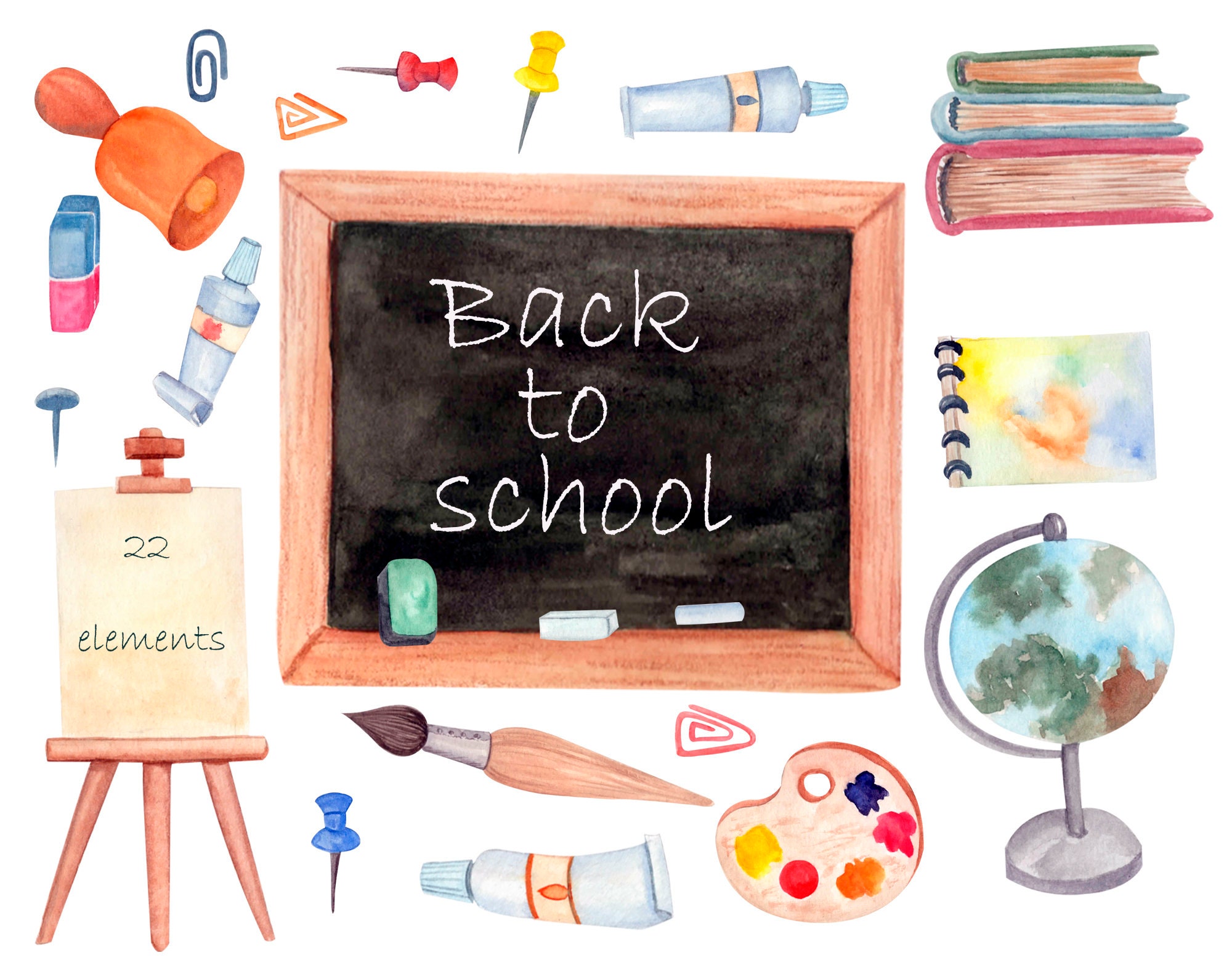 Back to School Clipart Teacher Clipart. Watercolor Clip Art - Etsy