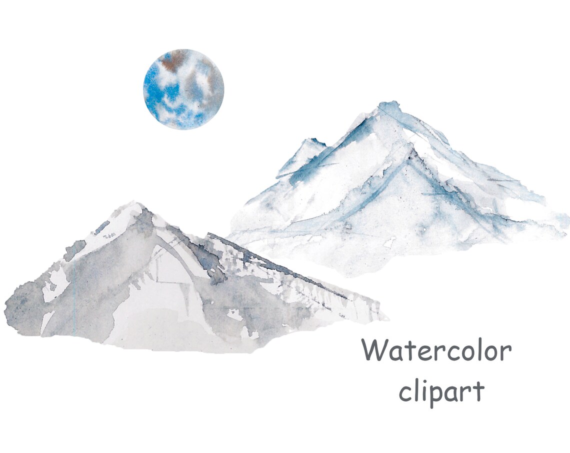 Landscape Clipart Watercolor Mountain Forest Clip Art - Etsy
